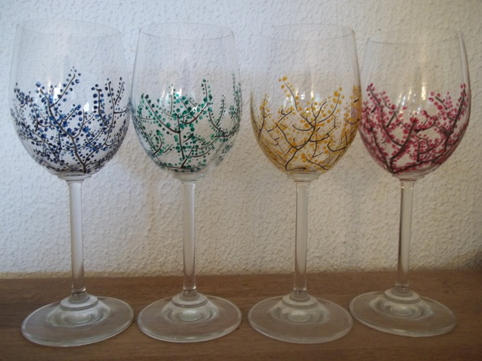 Håndmalede vinglas :: Unikke-produkter